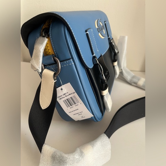 Coach | Bags | Coach Track Blue Crossbody Bag With Coach Stamp Coach ...